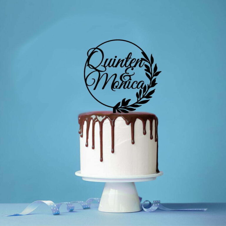 Taarttopper - Blaadjes krans met namen - Koekatelier